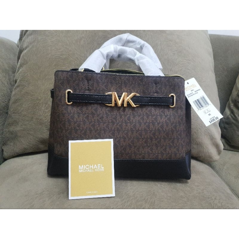 Jual Signature Reed Small Belted Satchel Brown Black MK | Shopee Indonesia