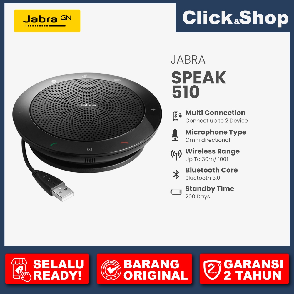 Jual Jabra Speak 510 Mid-Range Portable USB and Bluetooth Speakerphone ...