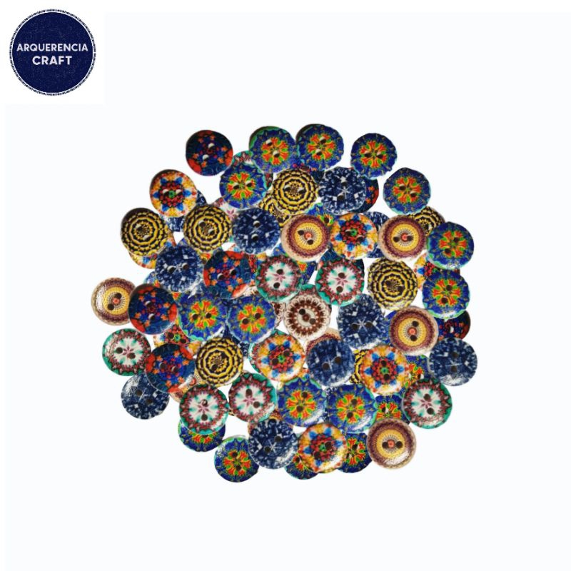 Jual 6 Pcs Kancing Hias Kayu Bulat Motif Mandala | Kancing Scrapbook ...