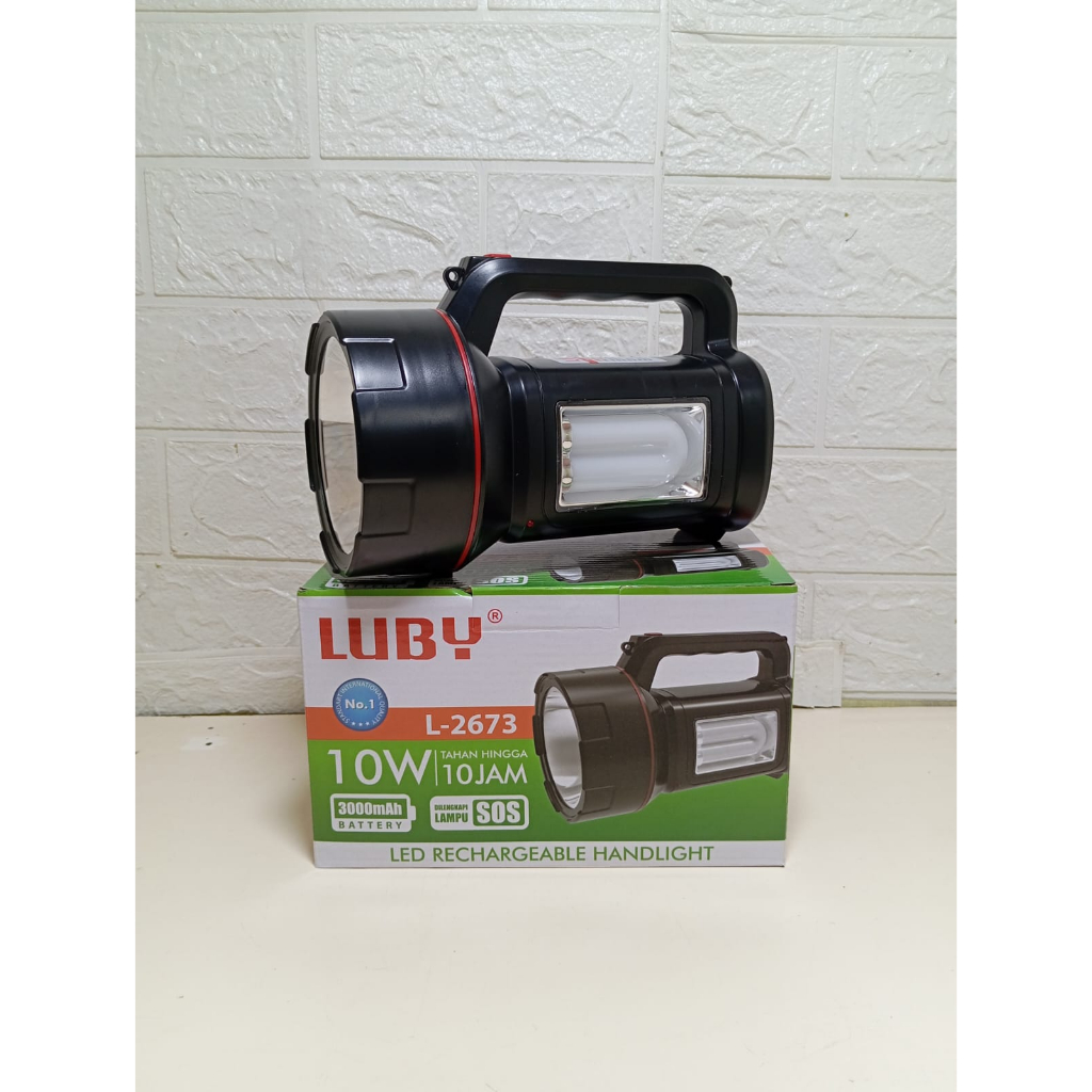 Jual SENTER TANGAN + EMERGENCY LUBY 10 WATT CAHAYA PUTIH L-2673 | Shopee Indonesia