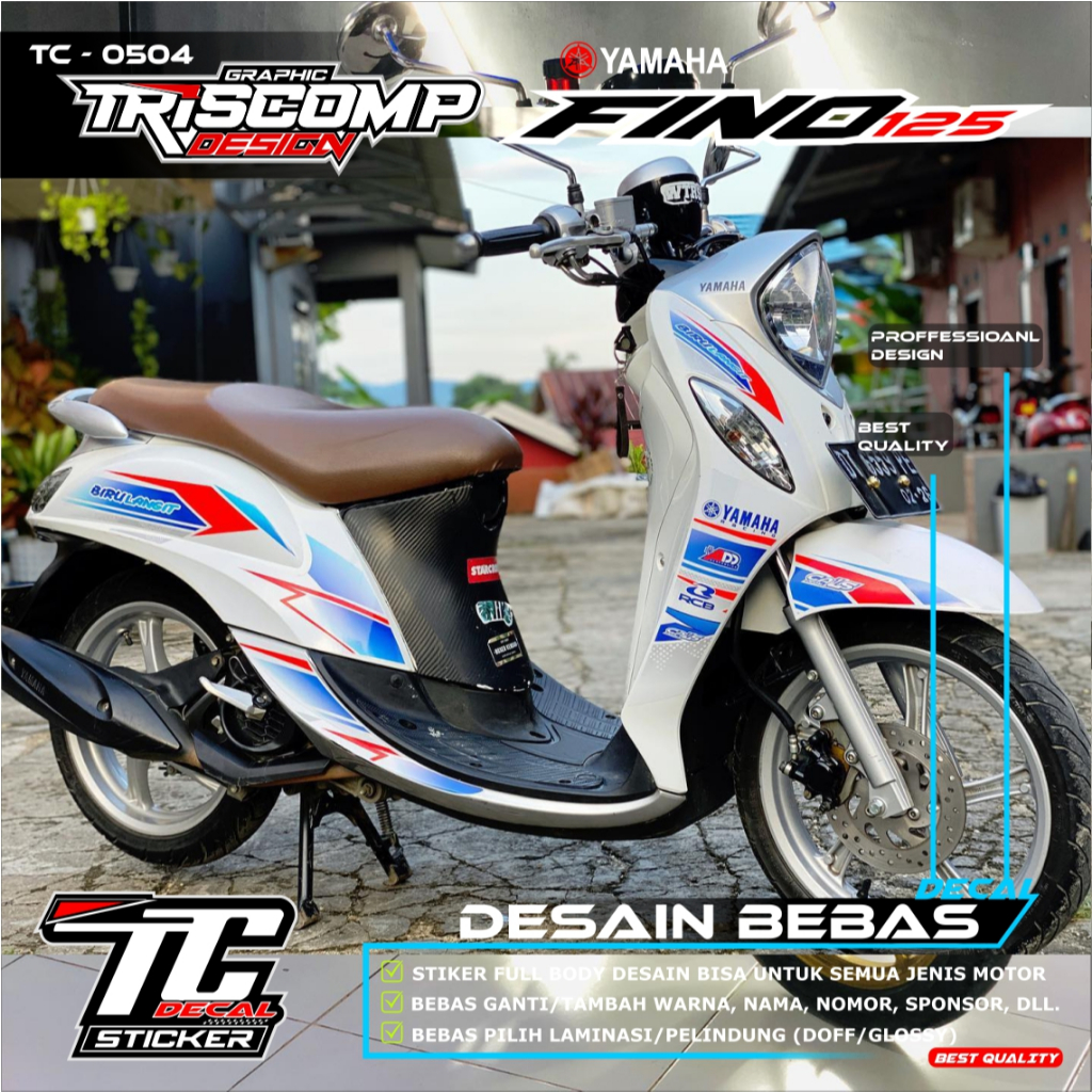 Jual Decal striping Fino Fullbody Sticker motor Fino 125 warna putih ...
