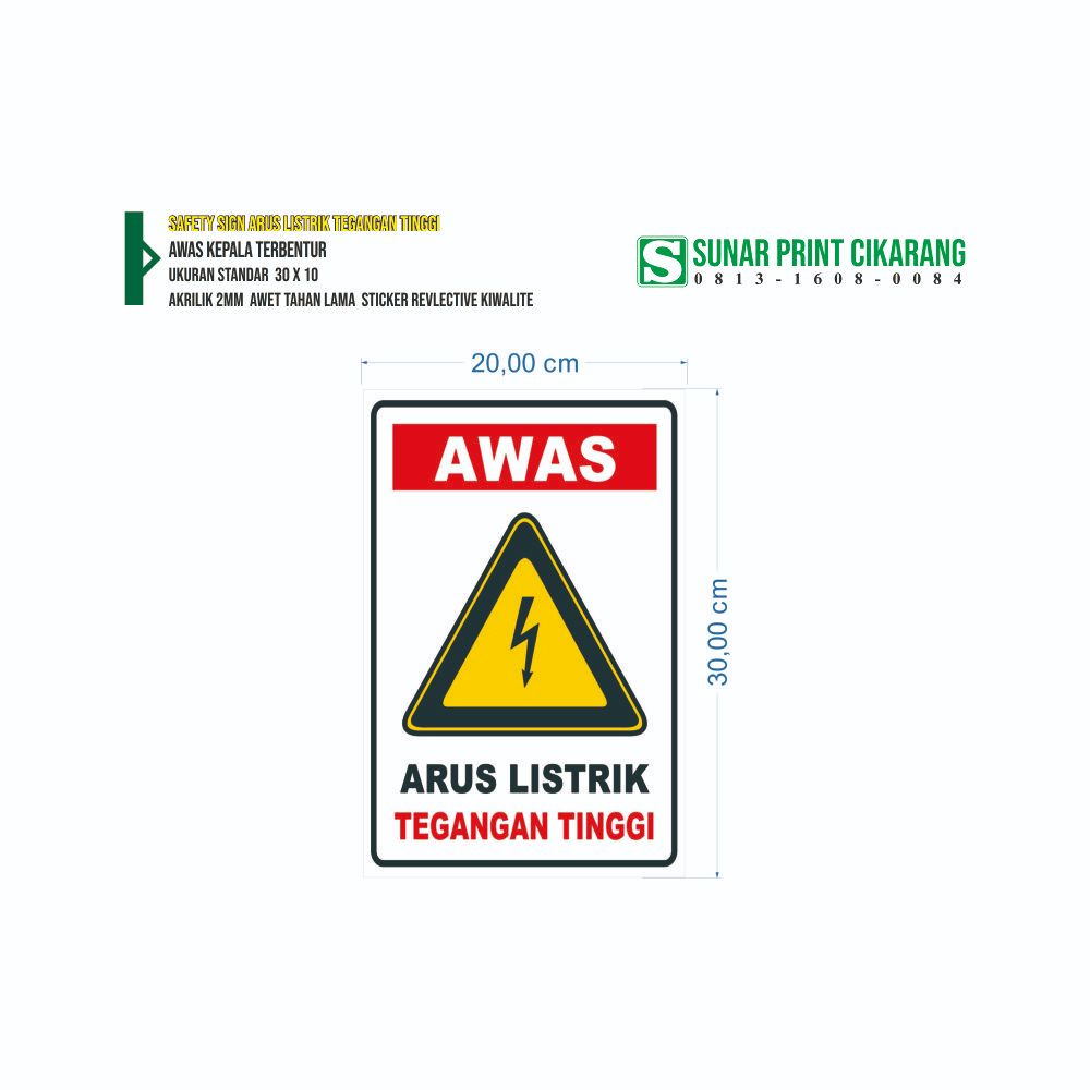 Jual SIGN AKRILIK SAFETY AWAS LISTRIK TEGANGAN TINGGI MENYALA | Shopee Indonesia