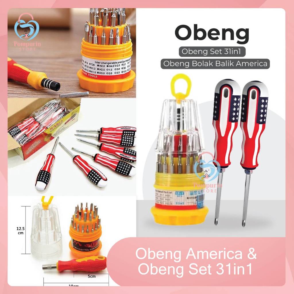 Jual Obeng Set 31in1 / Obeng Set 16in1 / Obeng Bolak Balik America 4inch - Obeng Set Telur ...