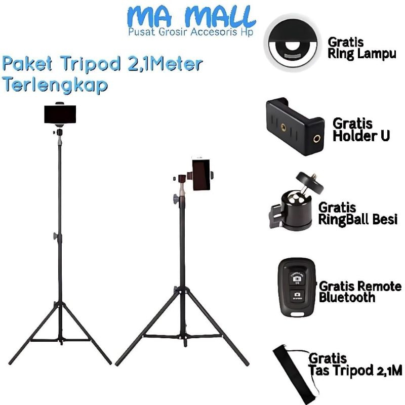 Jual Tripod Hp Handphone 2 Meter B60 Potrait Foto Video Landscape 360 ...