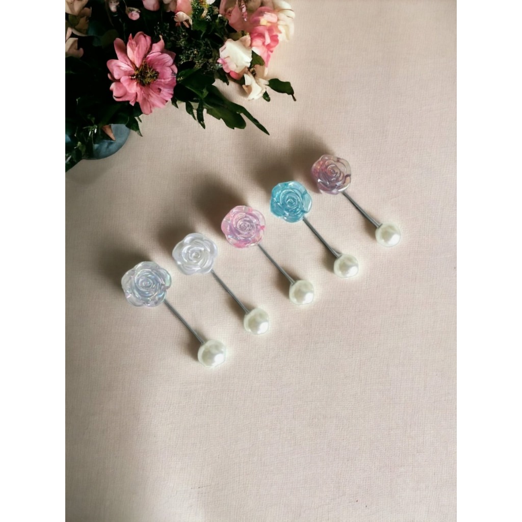 Jual Tuspin hijab Bros pin tusuk seri bunga mawar bening | Shopee Indonesia