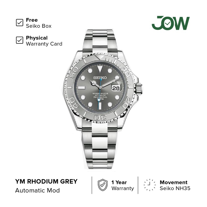 Jual Seikomod Yachtmaster Rhodium Grey Automatic NH35 Sapphire | Shopee Indonesia
