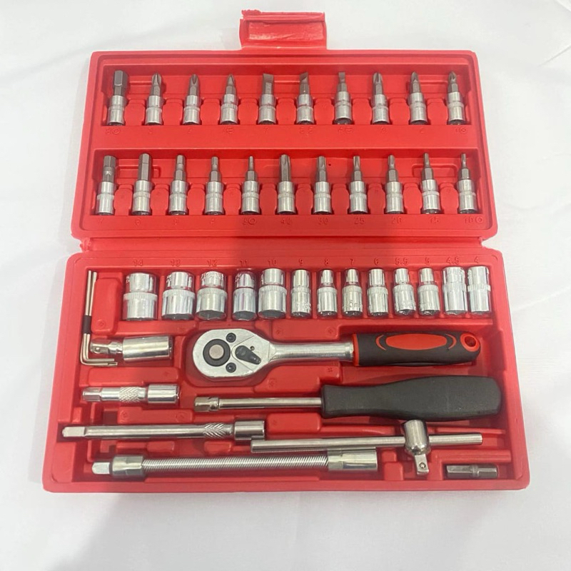 Jual SET KUNCI / PERLENGKAPAN BENGKEL / SET PAS SOCKET ISI 46 PCS ...