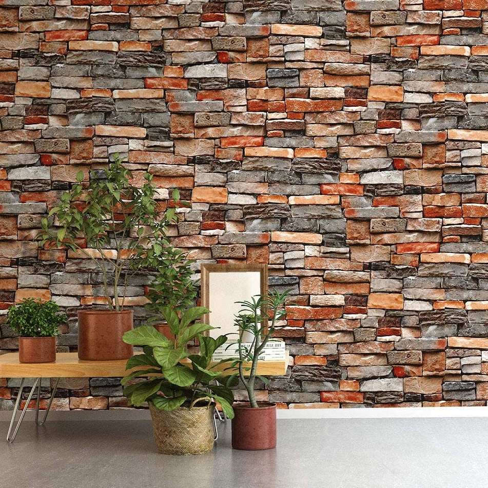 Jual Hj Wallpaper stiker dinding motif batu alam multi color | Shopee ...