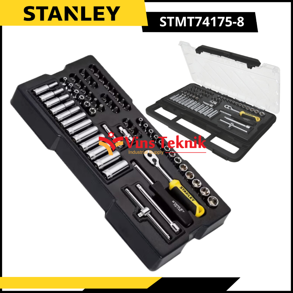 Jual Kunci shock set 60pcs 1/4" Metric Socket Module Stanley STMT74175 ...