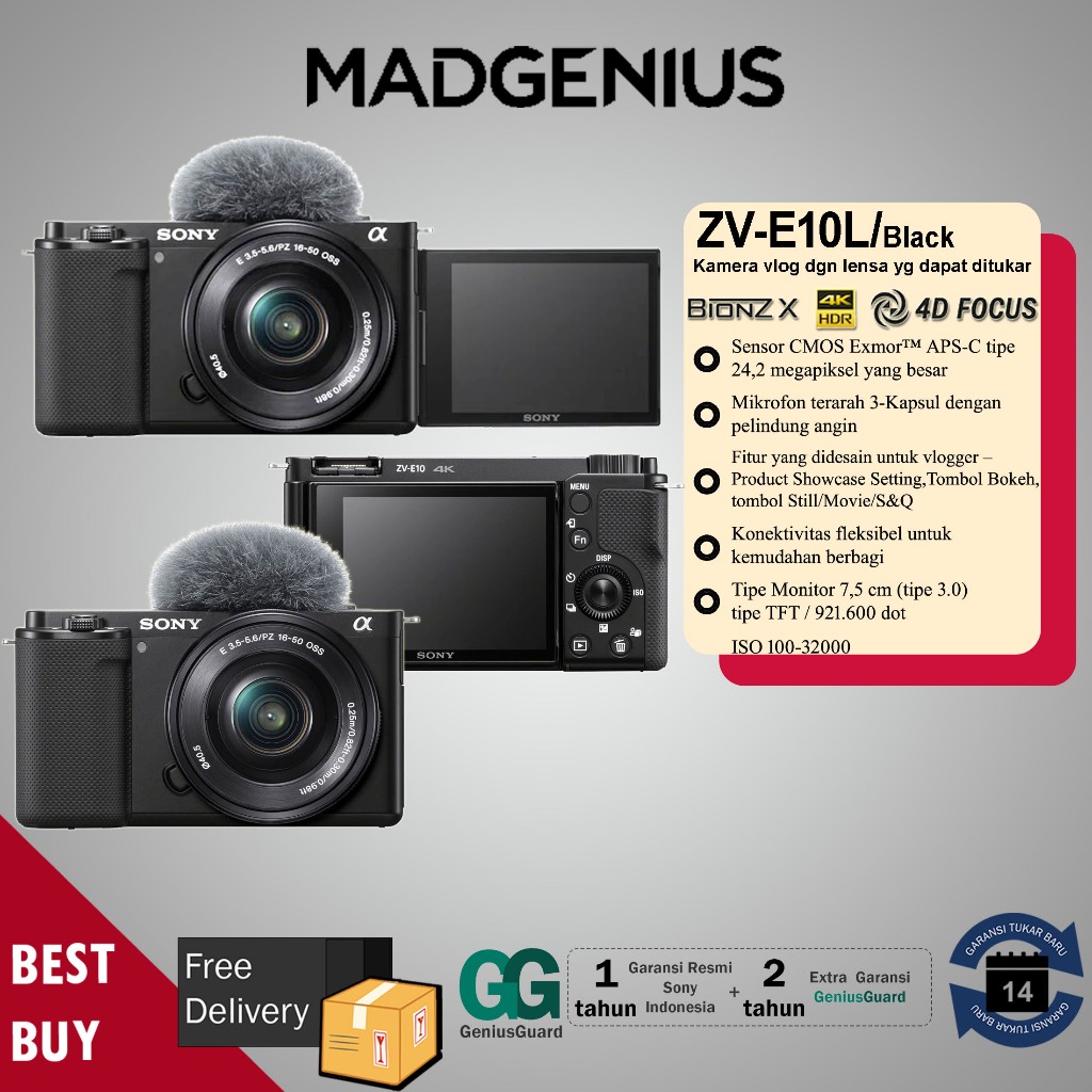 Jual SONY Original Kamera Sony ZV-E10 Black / Kamera Digital ZVE10 / Kamera vlog ZV E10 Kamera ...