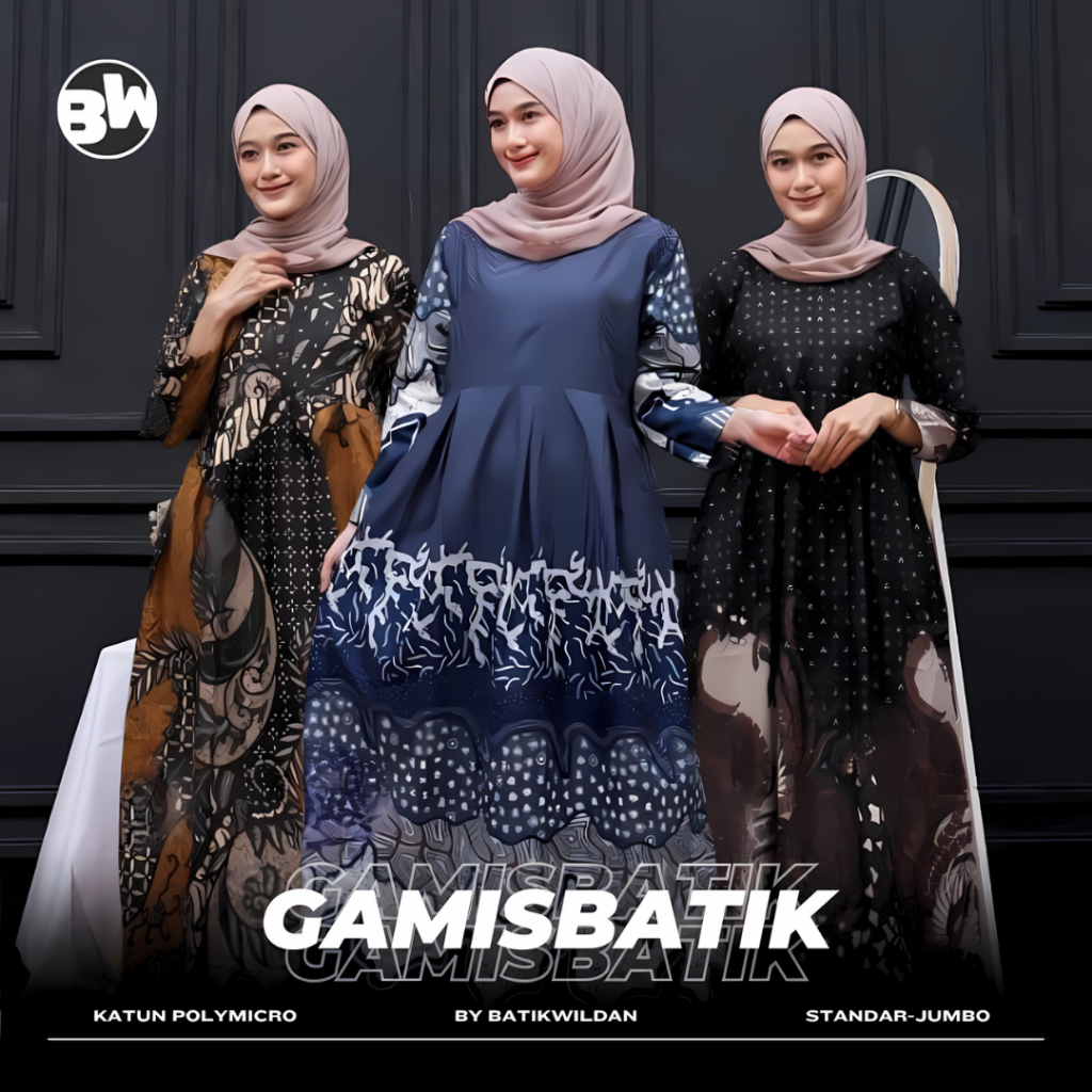 Jual BATIK WILDAN - Gamis Batik Polymicro Tali Samping Resleting Depan ...