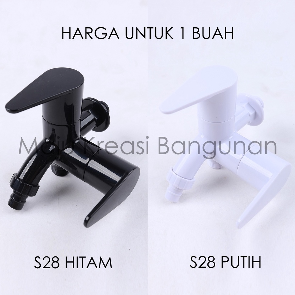 Jual Kran Cabang Shower New Soligen Keran Double S28 PVC Hitam Putih ...
