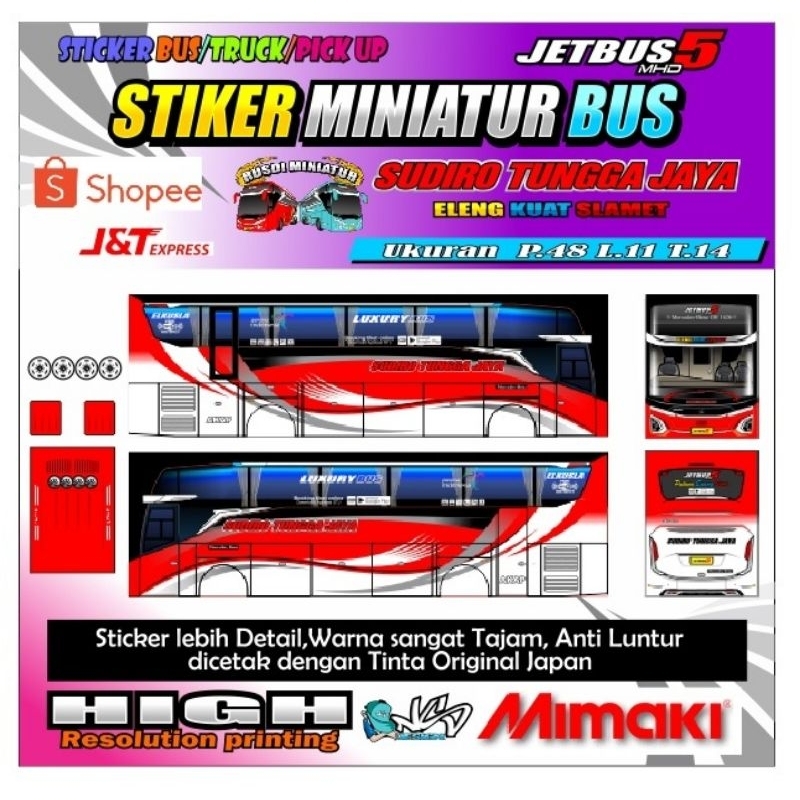 Jual stiker miniatur bus Sudiro Tungga jaya JB5 | Shopee Indonesia