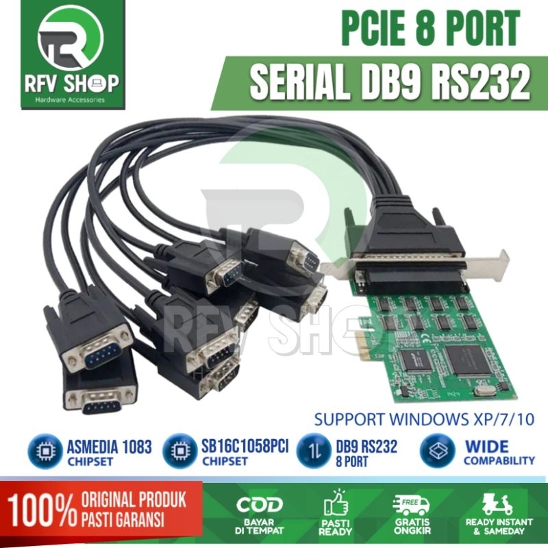 Jual BAFO PCI EXPRESS 8 PORT SERIAL CARD PCIe RS232 MALE COM DB9 ...