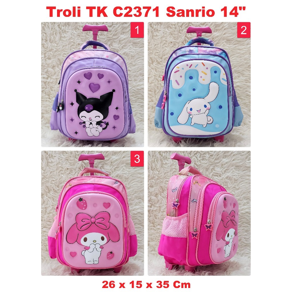 Jual Tas Troli Anak TK Paud 3 Sleting C2371 Tas Sekolah model Sanrio 14 Inci | Shopee Indonesia