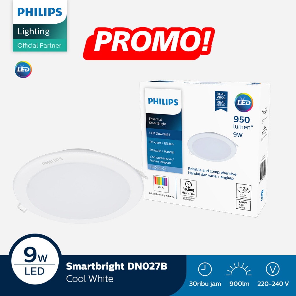 Jual Philips Lampu Downlight LED DN027B LED9/CW 9W D125 RD Putih | Shopee Indonesia