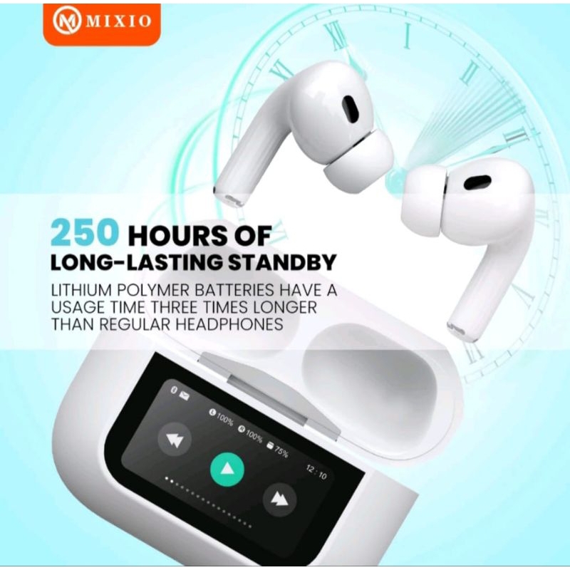 Jual MIXIO MT-08 LCD ANC TWS Bluetooth Headset Earphone Touch Screen V5 ...