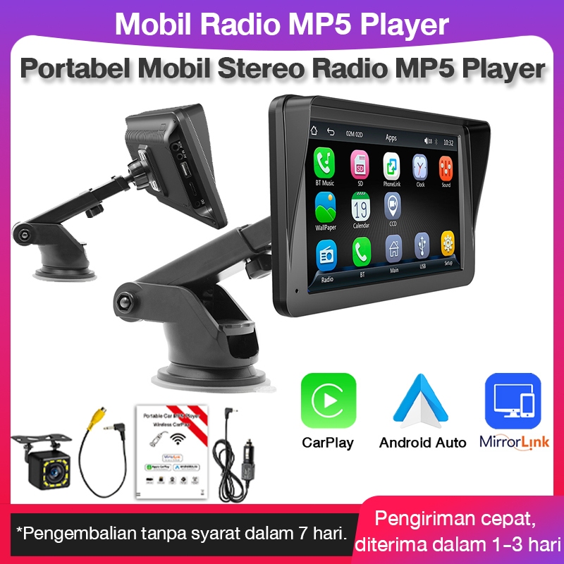 Jual 7 inci Wireless Wired CarPlay Android Auto Portabel Mobil Stereo Radio MP5 Player Bluetooth ...
