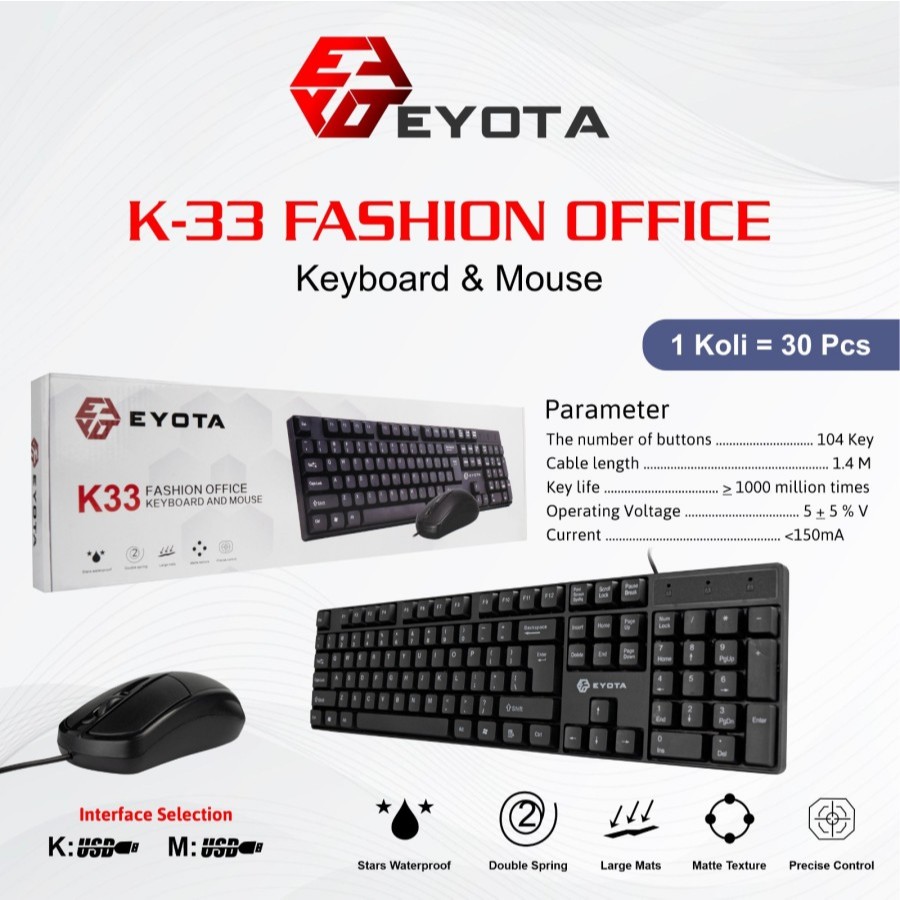 Jual Keyboard + Mouse Combo Eyota K33 ORIGINAL | Shopee Indonesia