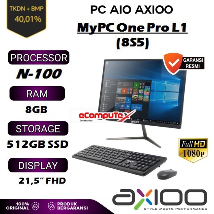Jual AXIOO PC DESKTOP AIO MYPC ONE PRO L1 (8S5) N-100 8GB 512GB SSD ALL IN ONE 21.5" INCH WIN 11 ...