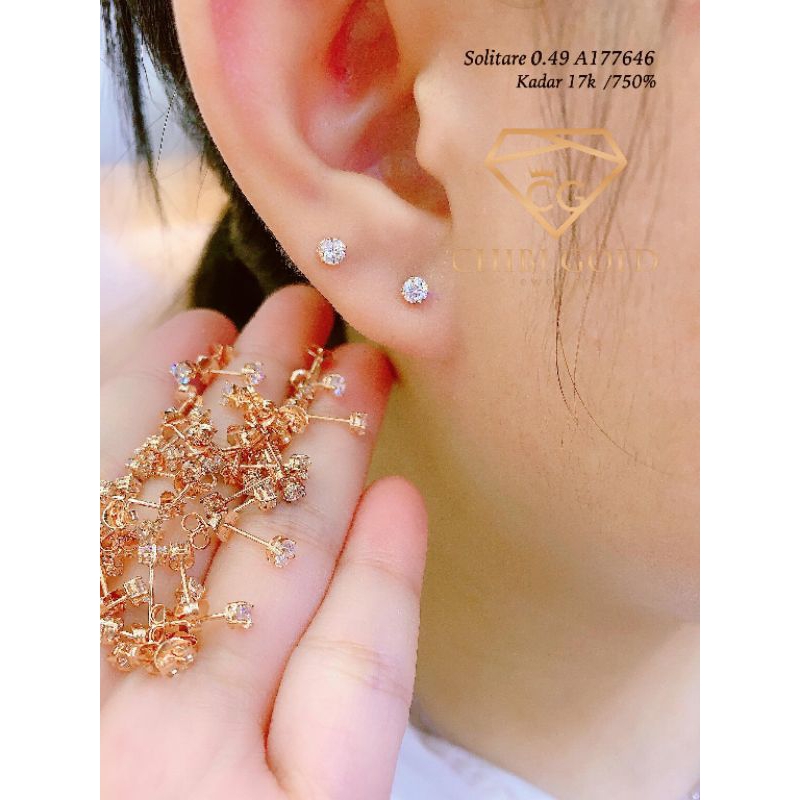 Jual CHIBIGOLD - Anting emas Giwang 750 kadar 17K fashion solitaire ...