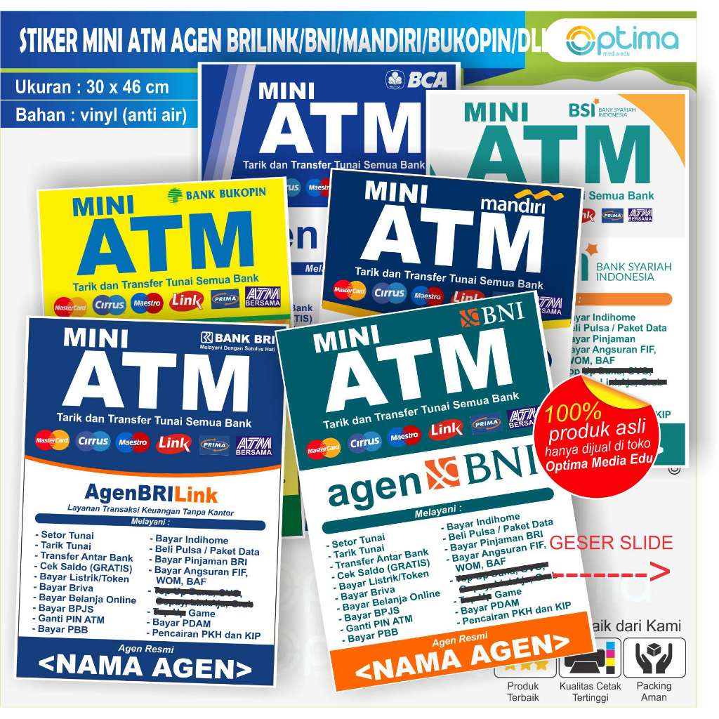 Jual STIKER MINI ATM DAN AGEN BRILINK, AGEN BNI 46, MITRA MANDIRI, AGEN ...