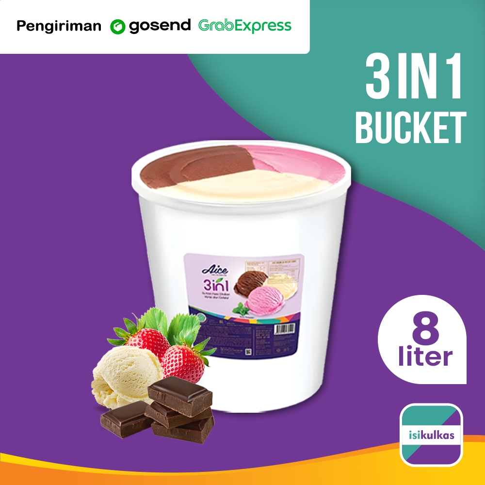 Jual Ice Cream AICE 3 Rasa Mix / Es Krim Neopolitan Ember 8 Liter ...