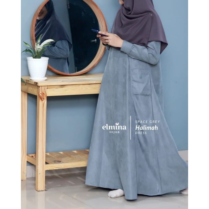 Jual Halimah Dress gamis corduroy by Elmina hijab | Shopee Indonesia