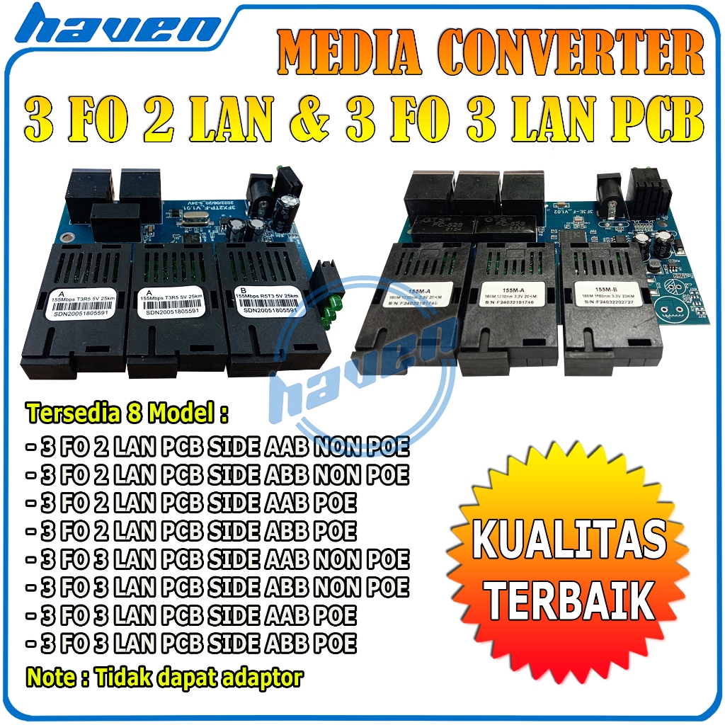 Jual Media Converter 3 Port FO 2 Port LAN 10/100 / Switch Fiber 3 FO 2 LAN | Shopee Indonesia