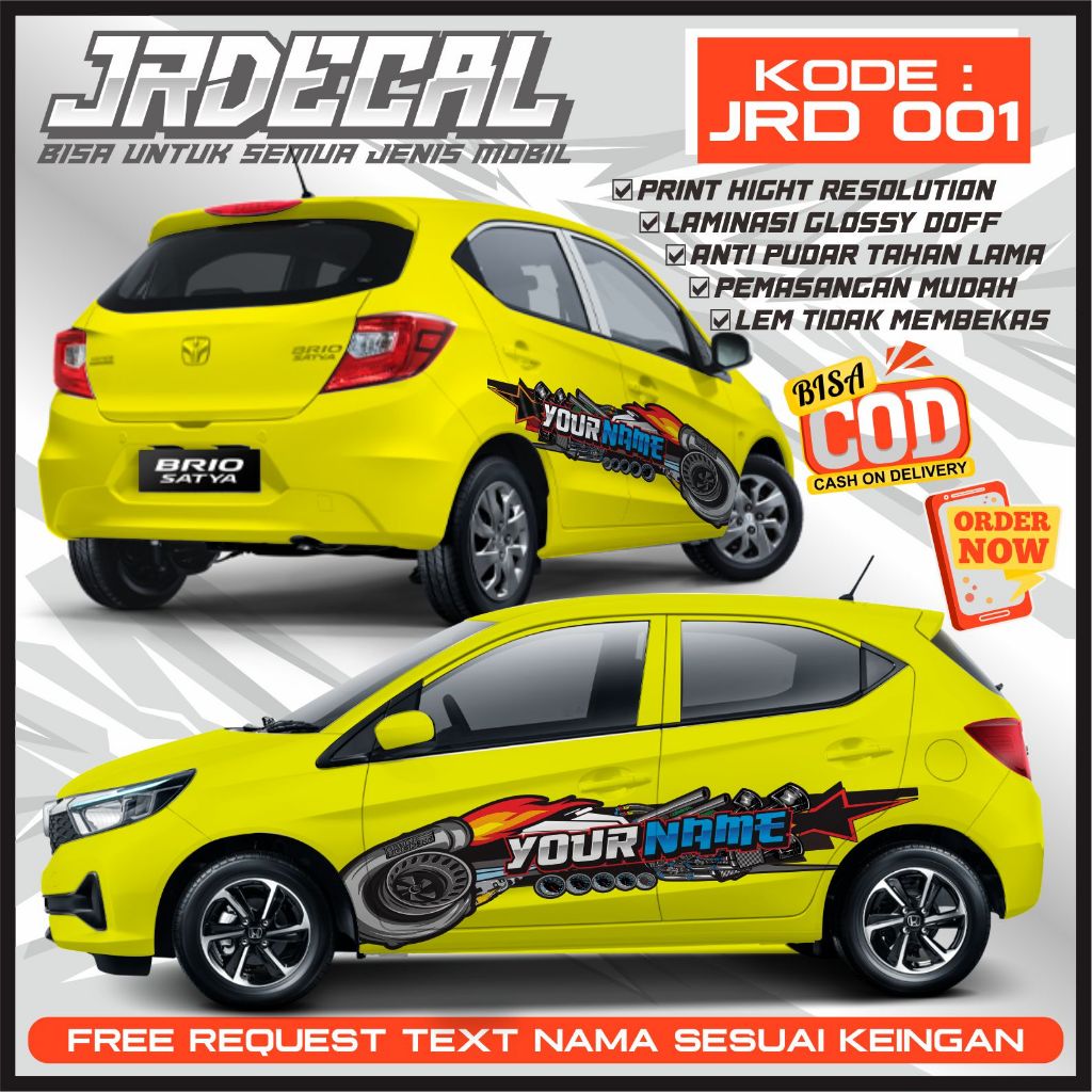 Jual (TERMURAH BISA CUSTOM NAMA) DECAL STRIPING MOBIL THAILOOK BRIO ...