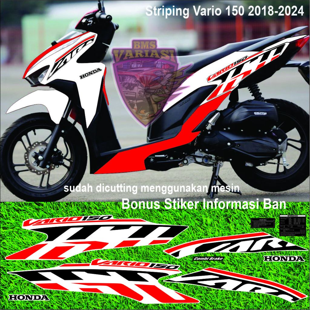 Jual striping vario 150 2018- 2024 body putih terbaru | Shopee Indonesia