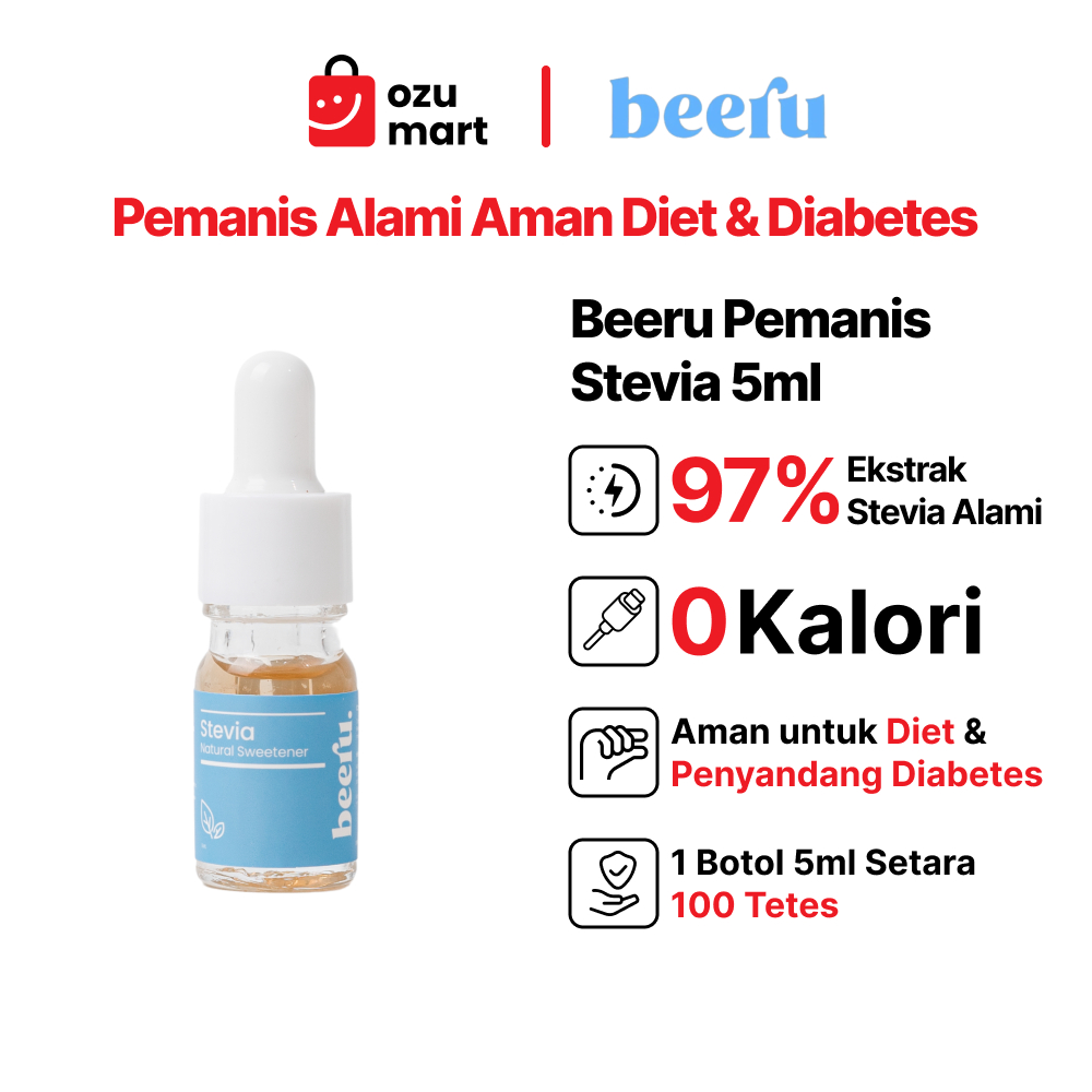Jual Beeru Stevia Natural Sweetener 5mL Pemanis Rendah Gula Untuk ...