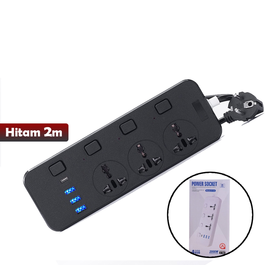 Jual YOSINOGAWA - Soket Stop Kontak 3&4 USB Colokan Listrik 1.8m & 3m Sakelar Independen ...