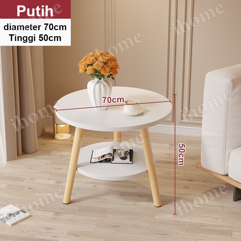 Jual Meja Bulat Minimalis Meja Tamu Kayu Coffee Table Meja Samping Meja ...
