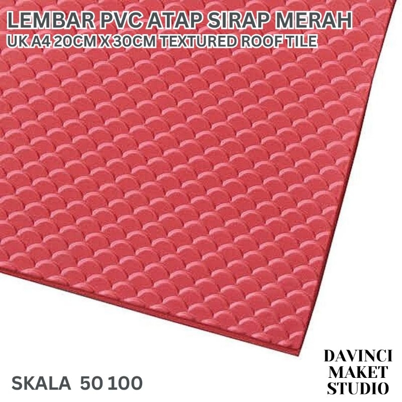 Jual Miniatur Atap Sirap Merah Plastik PVC Tekstur Sisik Bahan Maket ...