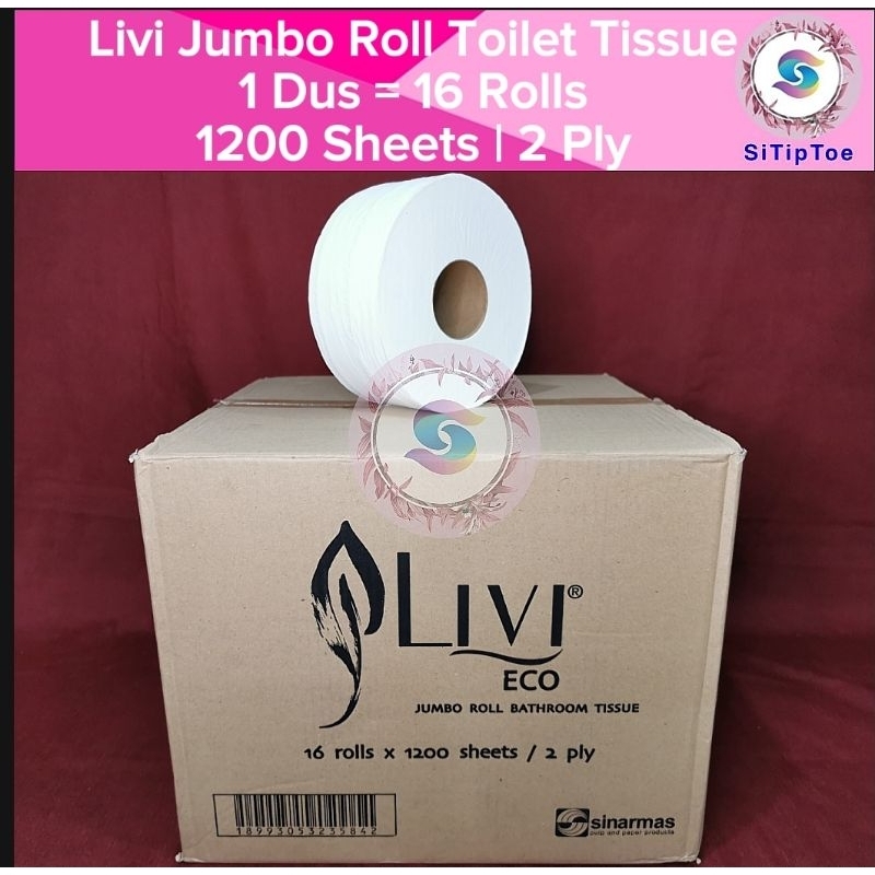 Jual [1 Dus = 16 Rolls] Livi Jumbo Roll Toilet (JRT) Tissue 1200 Sheets ...