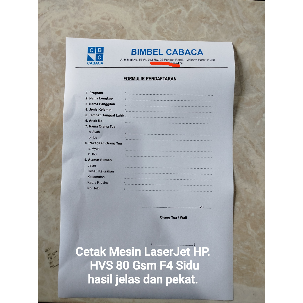 Jual CETAK FORMULIR PENDAFTARAN SEKOLAH BIMBEL PAUD TK SD PAUD dll ...