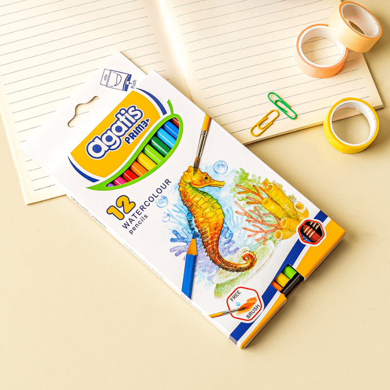 Jual Agatis Prime Pensil Warna Lengkap Watercolor 12pcs Panjang ...