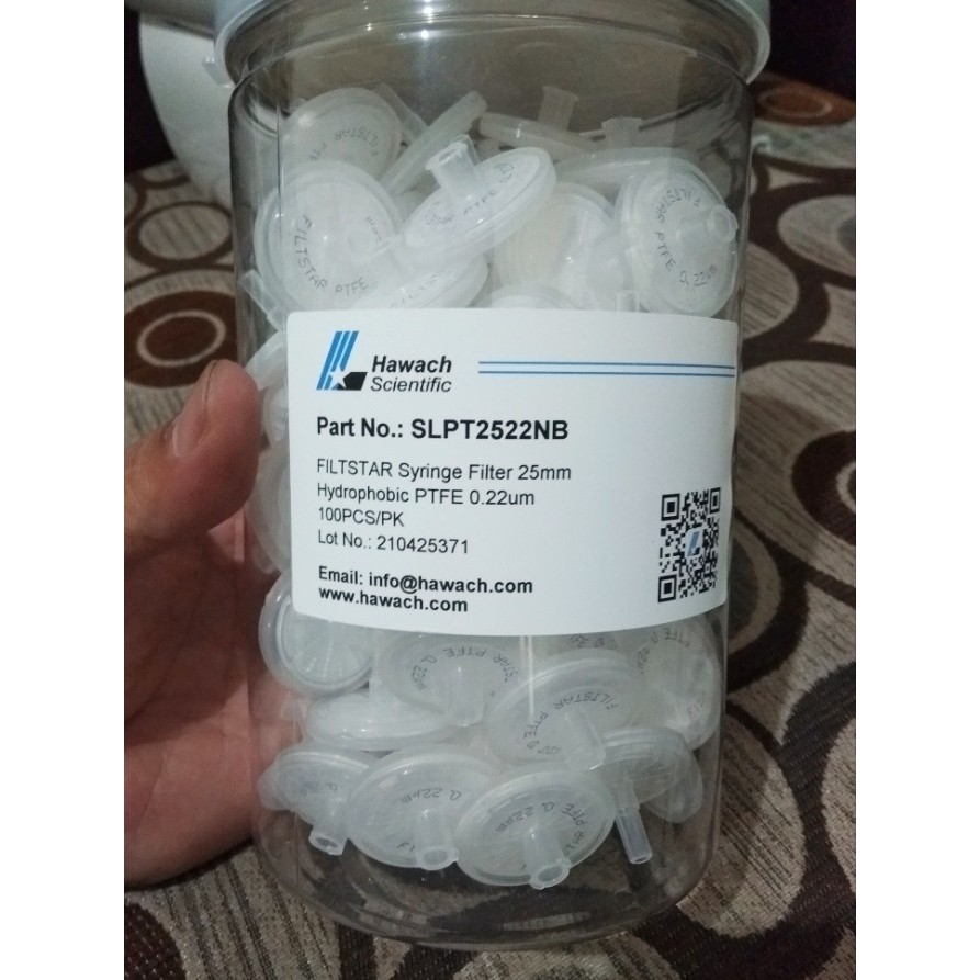 Jual PTFE Syringe Filter Hydrophobic Pori 0,22 Um Diameter 25 mm ...