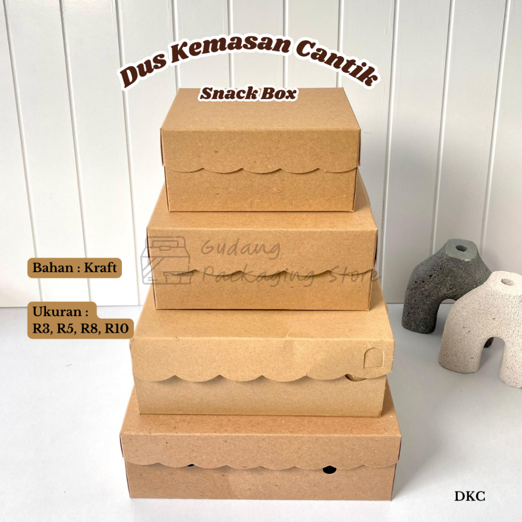 Jual 100 pcs / Box Snack/ Dus Snack / Dus Kue/ Box Kue /BKC/ Kraft ...