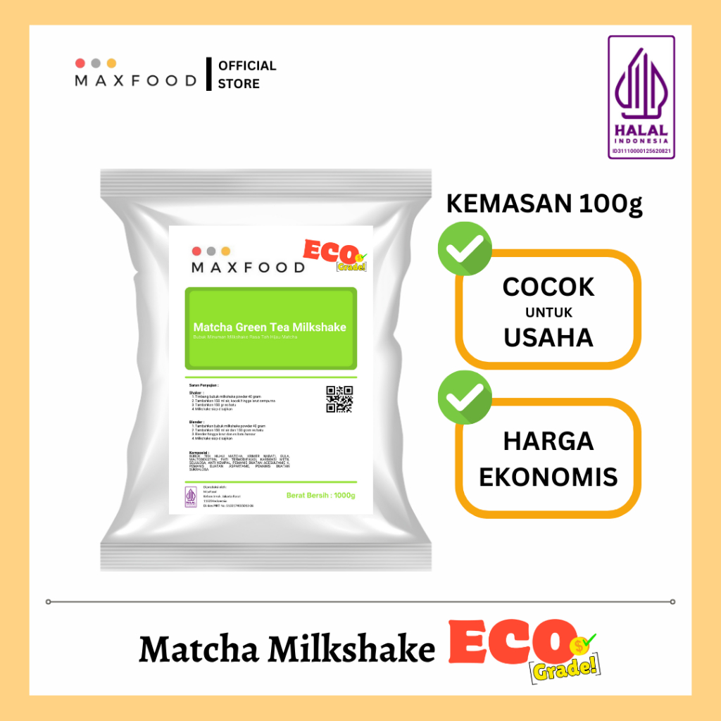 Jual MAXFOOD - [ECO] Matcha Milkshake Powder / Bubuk Minuman Rasa ...