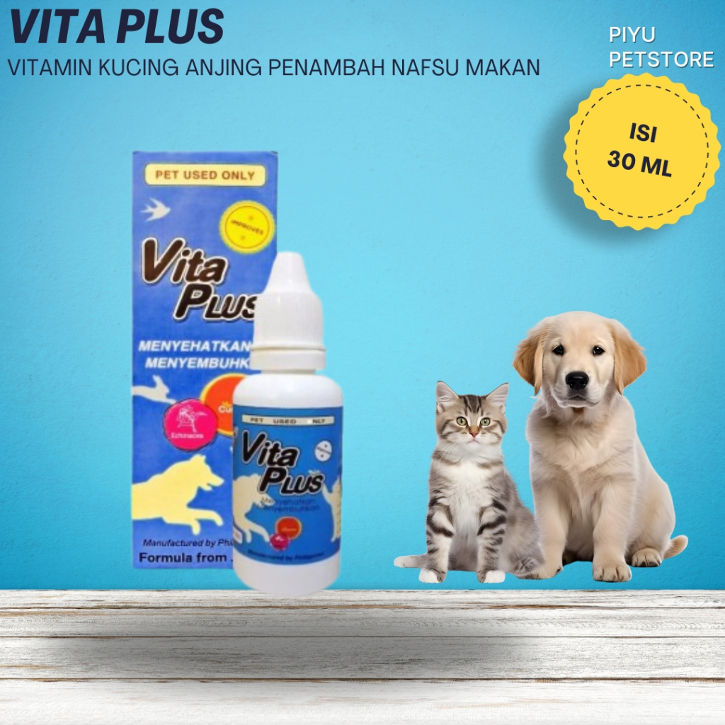 Jual VitaPLUS multivitamin Untuk kucing & anjing Vitamin vita plus Penafsu Makan 30ml | Shopee ...