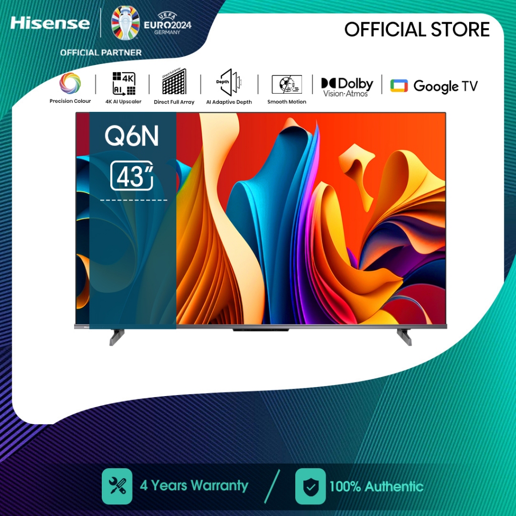 Jual Hisense 43Q6N 43" Inch QLED Quantum Dot Google Smart TV Bezelles Design Dolby Vision Atmos ...