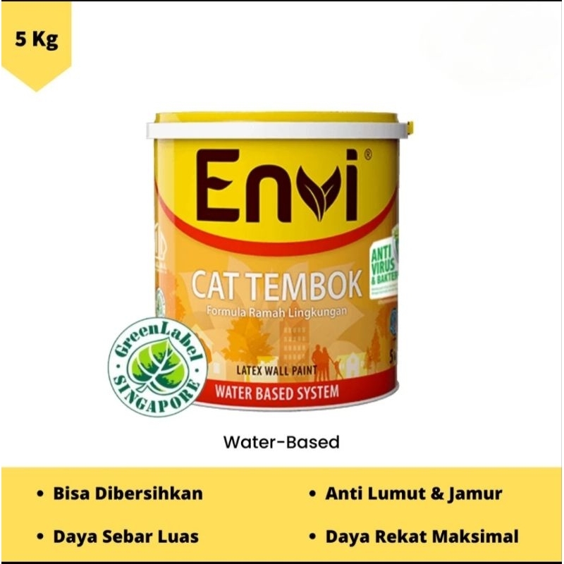Jual OKM - Cat tembok ENVI 5kg - Indaco - wangi - bisa di cuci - daya ...