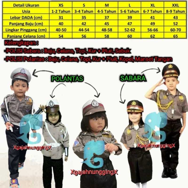 Jual Baju Seragam Polisi Anak Cilik Pocil Laki Perempuan Murah ...
