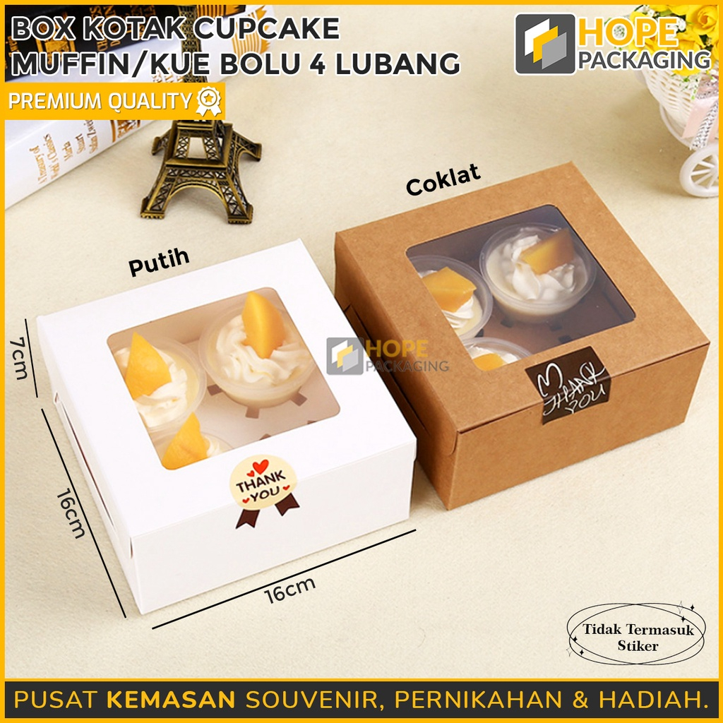 Jual Box Kotak Cup cake Muffin / Box Brownis / Box Gift / Kue Bolu 4 ...