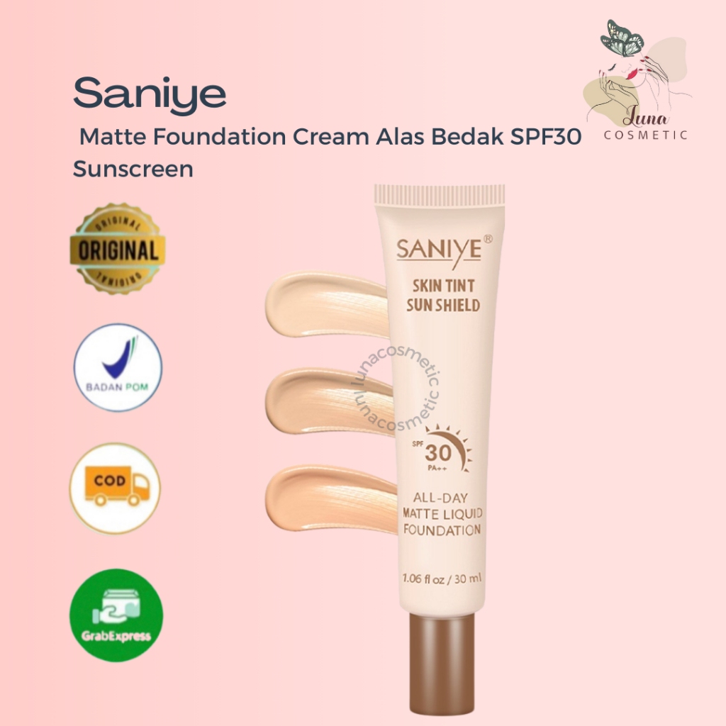 Jual Saniye Matte Foundation Cream Alas Bedak SPF30 Sunscreen | Shopee ...