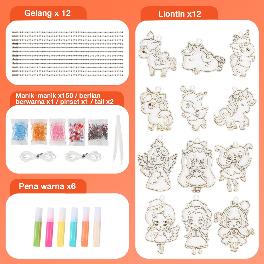 Jual Uoptoy DIY Crystal Pendant Mainan Mewarnai Anak Gel DIY Crystal ...