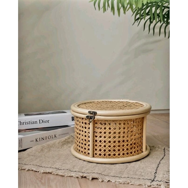 Jual box rotan bulat / hampers bulat / rattan storage | Shopee Indonesia