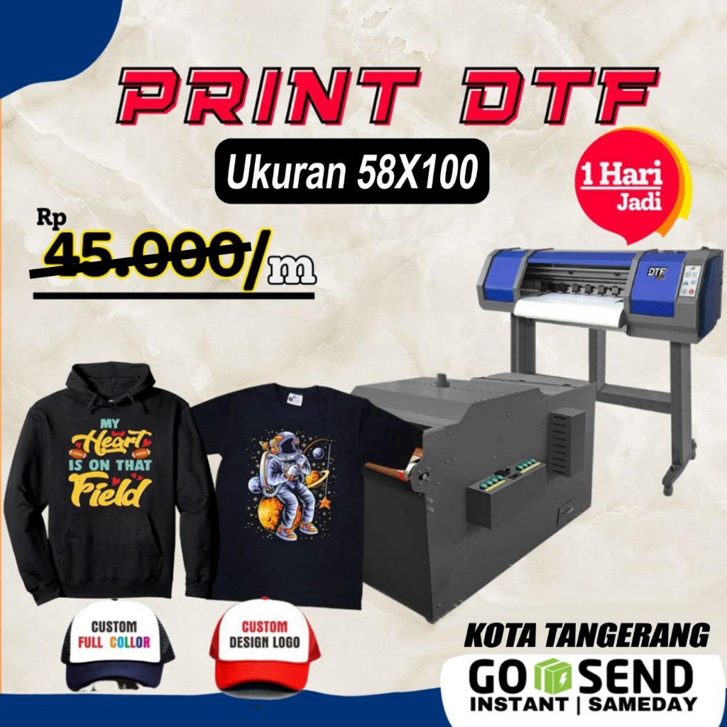 Jual Cetak sablon print DTF express 58 x 100 1 hari jadi | Shopee Indonesia